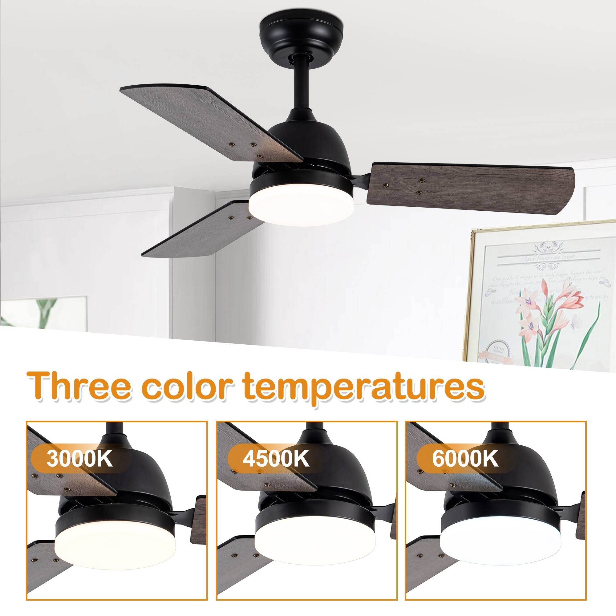 36-in Black/White Color-changing Integrated LED Indoor Propeller ...