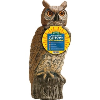 Gardeneer Natural Enemy Scarecrow 18 In. Solar Owl Pest Deterrent Decoy ...