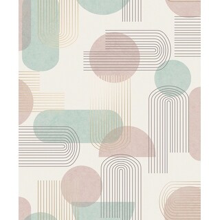 Arch Geo Pink and Duck Egg Unpasted Wallpaper – 396in x 20.8in - Bed ...