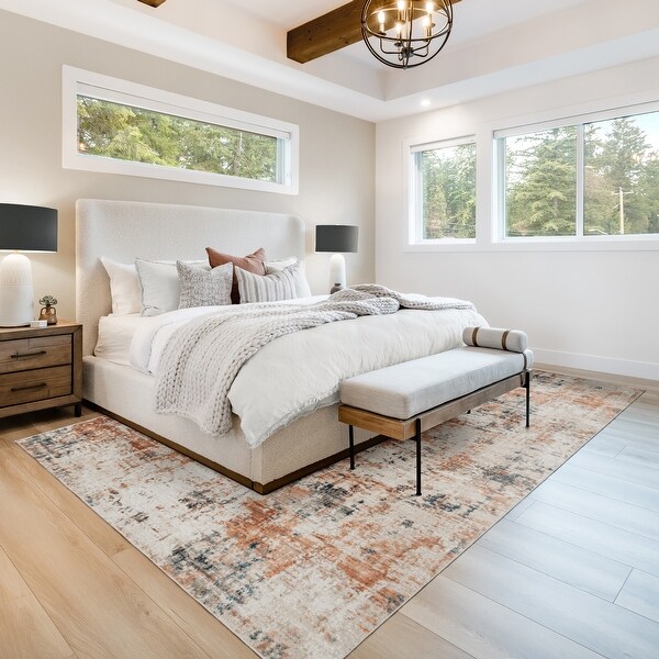 Superior Contemporary Distressed Abstract Indoor Area Rug - On Sale ...