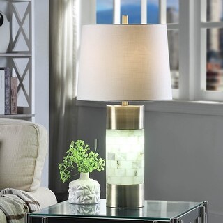 StyleCraft Chaloner Alabaster with Brushed Brass Body Table Lamp and ...