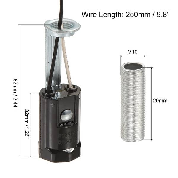 E12 Bulb Socket Candelabra Base LED Lamp Holder with 9.8 Inch Wire ...