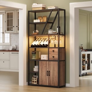 Freestanding Wine Rack, Wine Bottle Holders Stands, Coffee Bar Storage ...
