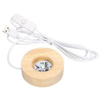 LED Light Round Wooden 2.76" Colorful Light Display Base Stand Wood ...