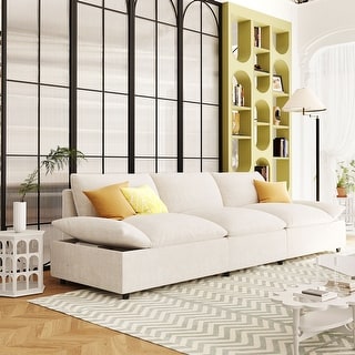 Trapezoid Settee Deep Seat Sofa with 2 Hidden Storage Compartment - Bed ...