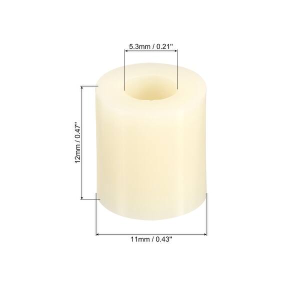 Round Spacer Washer, 48 Pack Nylon 5.3mm ID x 11mm OD x 12mm L Beige ...