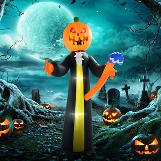 Outsunny 10ft Inflatable Halloween Pumpkin Head Ghost with Hammer, Blow ...