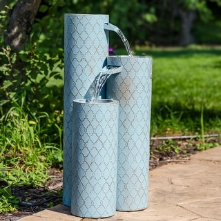 Sunnydaze Moroccan Trellis 3-Column Modern Outdoor Water Fountain - 27. ...