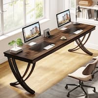 78.74" Extra Long Double Computer Desk with Unique Metal Legs for Home ...
