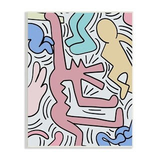 Stupell Pop Style Pastel People Squiggle Lines Design Wood Wall Art ...