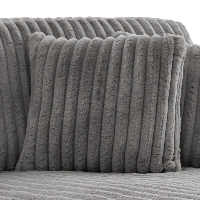 Modern Stripe Faux Fur Square Throw Pillows (Set of 2) - On Sale ...