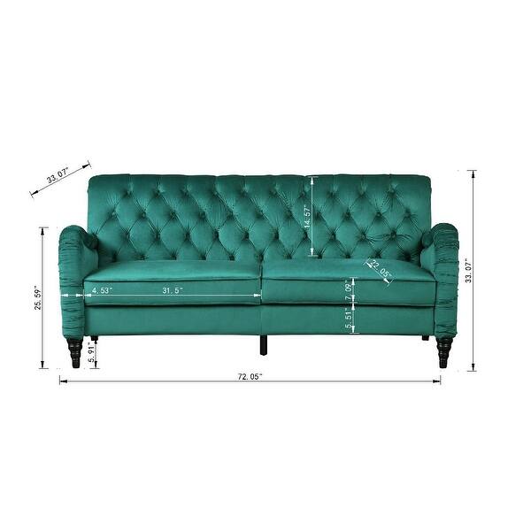 Velvet Upholstery Loveseat Button Tufting Couch w/ Removable Cushions ...
