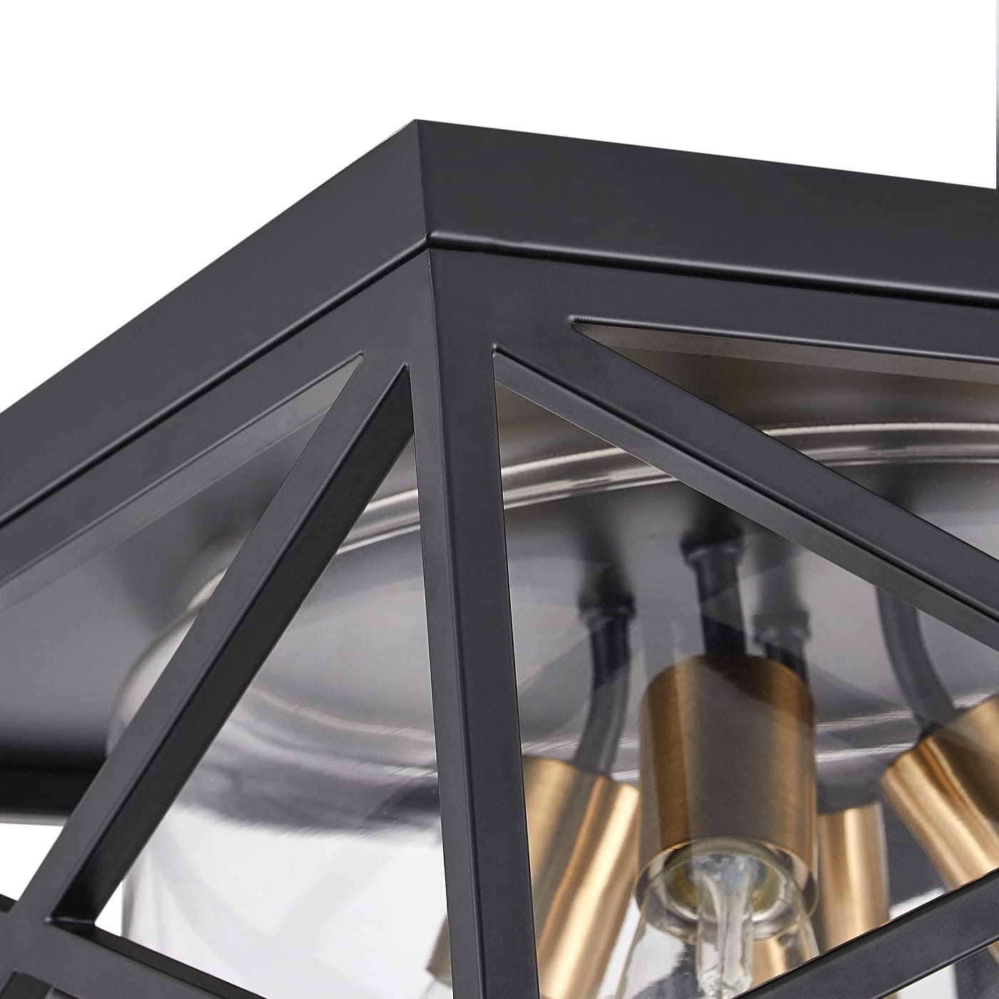 Industrial Rectangle Flush Mount Ceiling Light Fixture with Glass Shade ...