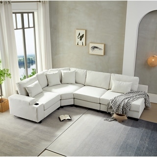 Modular Sofa Sectional with Upholstered Curved Corner Sofa with 4 ...