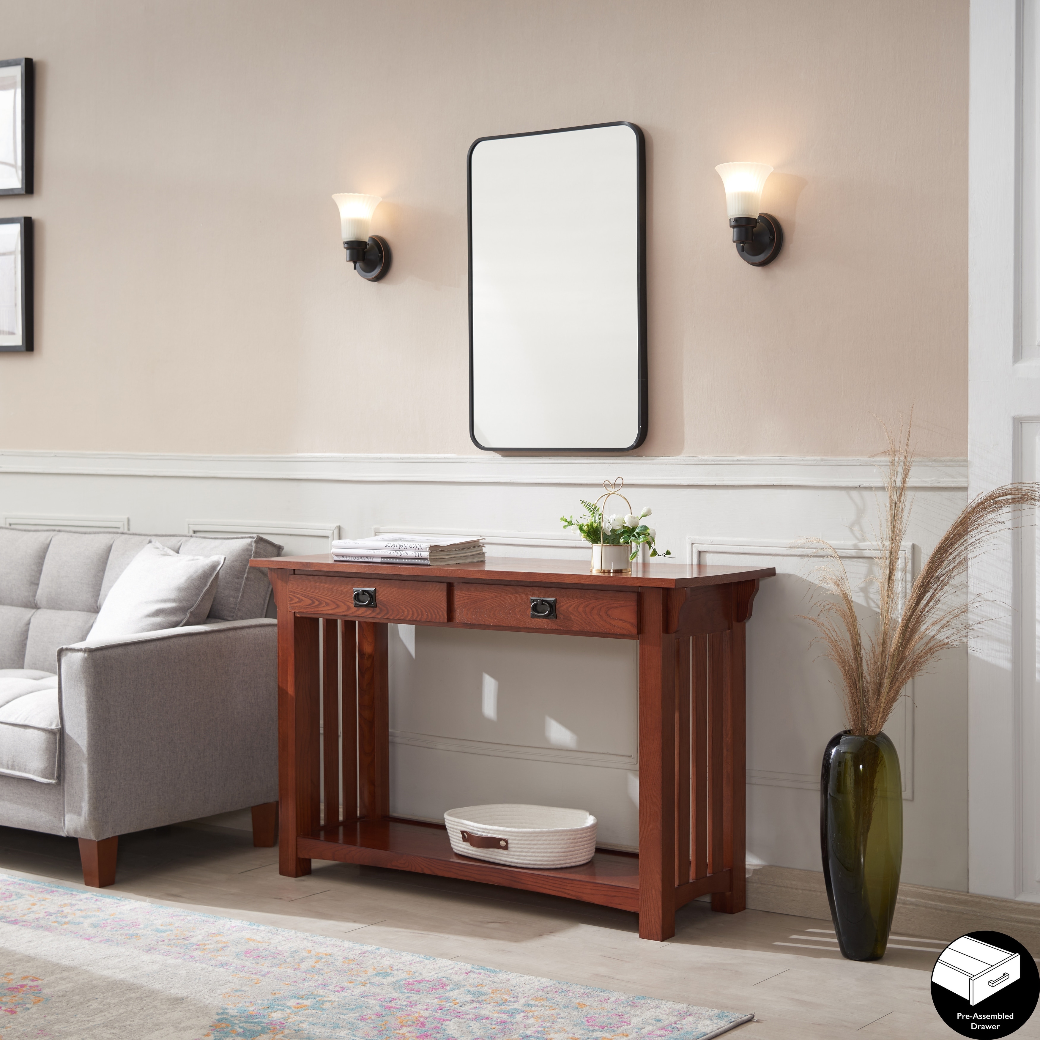 KD Furnishings Mission Sienna Sofa Table Brown