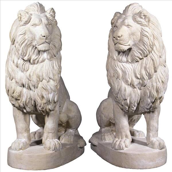 Design Toscano Stately Chateau Lion Sentinel Garden Statues Set of Left ...