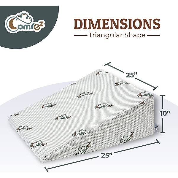 ComfEz Wedge Pillow, Cooling Memory Foam Gel Topper, Zippered Bamboo ...