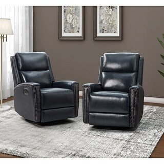 Fiacro 30.31''Wide Modern Genuine Leather Wingback Swivel Rocker ...