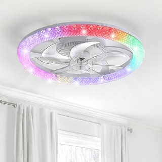 Modern RGB LED Ceiling Fan Light with Remote - 20 Inches - Bed Bath ...