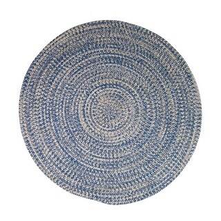 Blue White Tweed Textured Hcrafted Reversible Round Door Mat 70" - Bed ...