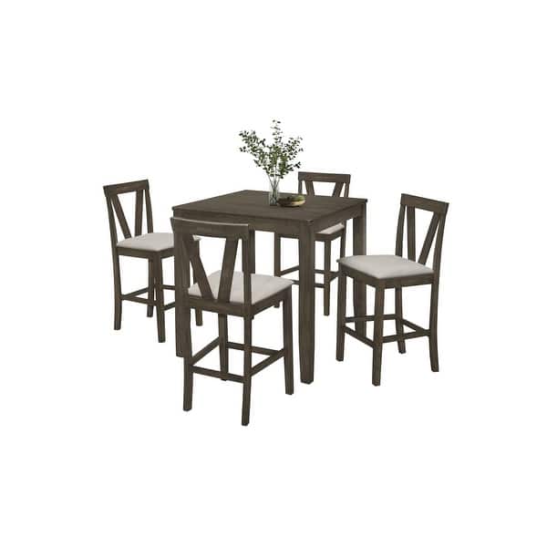 CraftPorch Simple Classy Square 5-piece Counter Height Dining Set - Bed ...