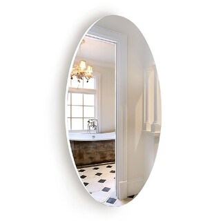 White Wall-mounted Oval Rear View Mirror - Bed Bath & Beyond - 37632960