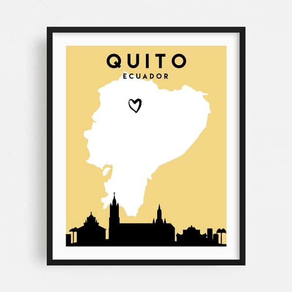 Quito Ecuador Quito Ecuador Heart City Map Maps Art Print/Poster - Bed ...