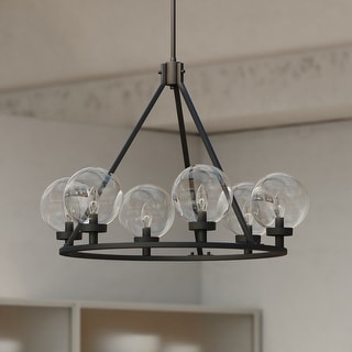 Lander Matte Black Transitional Chandelier Light with Clear Glass ...