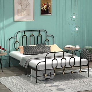 Ola Metal Bed, Black with Gold Detail, Full - Bed Bath & Beyond - 39073235