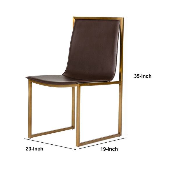 Cid 19 Inch Modern Dining Chair, Metal legs, Set of 2, Brown, Brass ...