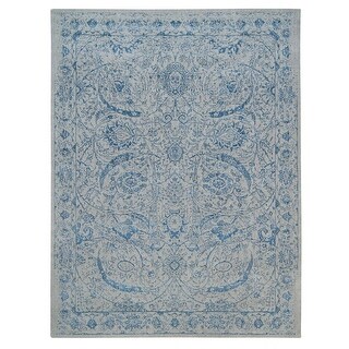 Shahbanu Rugs Wool and Plant Based Silk Hand Loomed Gray Fine Jacquard ...