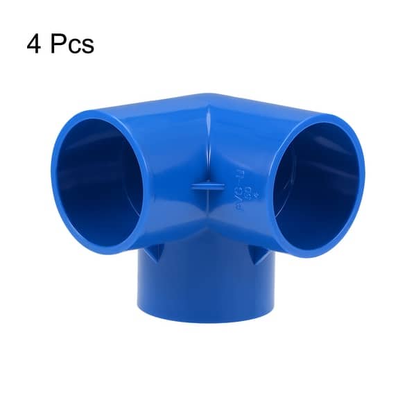 3-Way Elbow PVC Fitting, 50mm Socket, Tee Corner Fittings Blue 4Pcs ...