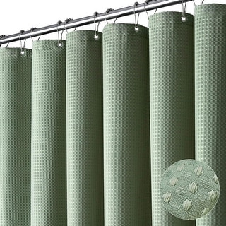 Shower Curtain Waffle Textured Heavy Duty Thick Fabric Shower Bathroom ...