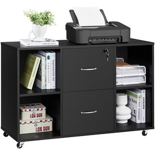 File Cabinet Large Mobile Storage Lateral Filing Cabinet with 2 Drawer ...