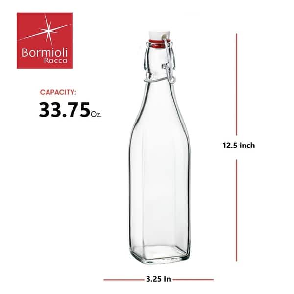 Bormioli Rocco Square Swing Top Glass Bottles With Airtight Hermetic ...