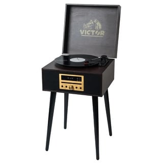 Victor Newbury 8-in-1 Music Center w/ Chair-Height Legs, USB Slot & AM ...
