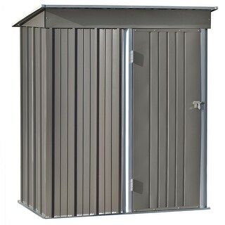 Metal Lean-to Storage Shed with Adjustable Shelf Tool Cabinet - Bed ...