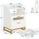 White and Gold 2-Drawer Nightstands with Open Storage Shelf, Modern ...
