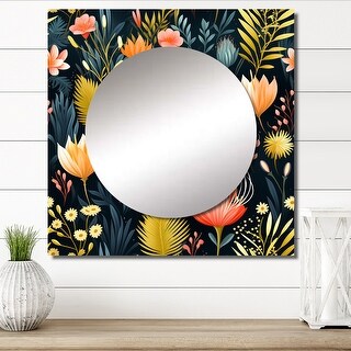 Designart "Vibrant Coastal Botanics Coastal Pattern" Modern Wall Mirror ...