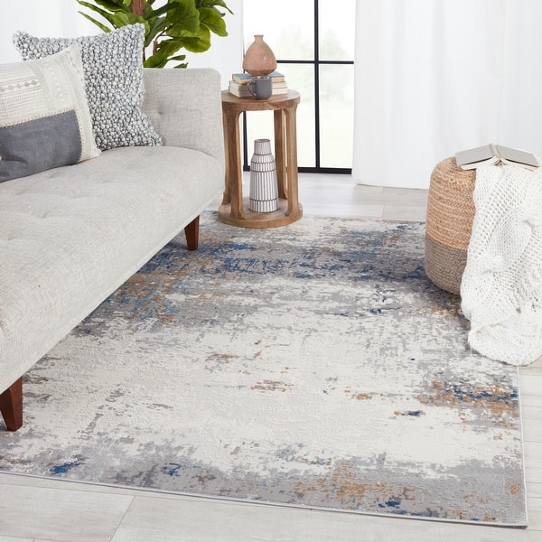 Ridley Abstract Gray/ Blue Area Rug - Bed Bath & Beyond - 33931553