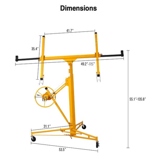 11FT Drywall Lift Panel Hoist Dry Wall Rolling Panel - Bed Bath ...