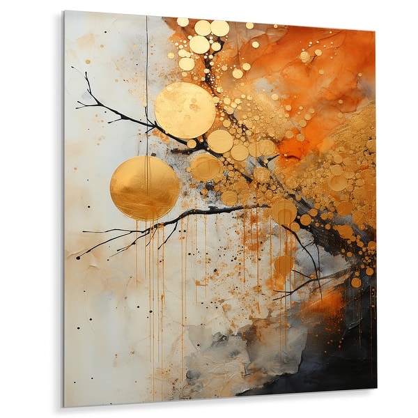 Designart "Gold Grey Rustic Reflections I" Abstract Collages Metal Wall ...