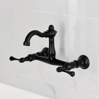 Kingston Brass Vintage Double-Handle 2-Hole Wall-Mount Bridge Kitchen ...