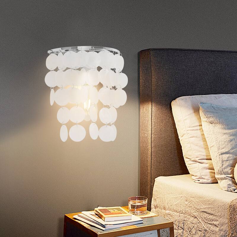 Capiz Shell Flush Mount Ceiling Light Coastal Seashell Sconce - 9.45 ...