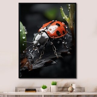 Designart "Red Ladybug Portrait II" Ladybug Framed Canvas Prints - Bed ...