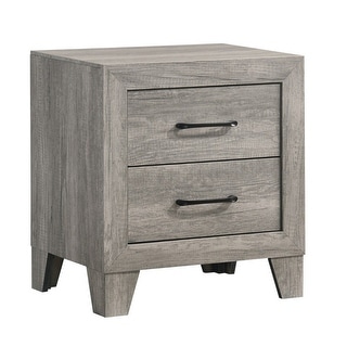 2 Drawer Nightstand with Metal Handles, Modern Driftwood Grey-24 Inch ...