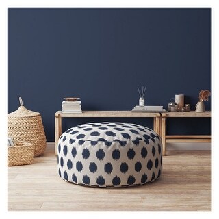 Indoor JOBI Classic Navy Round Zipper Pouf - Stuffed - Extra Beads ...