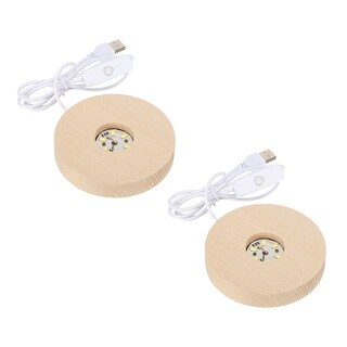 LED Wooden Ball Stand Displays Base 10cmx2cm White Light Round USB ...