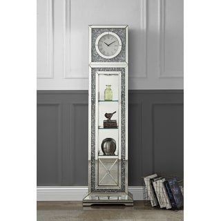 Modern LED Mirrored Grandfather Clock with Display Shelfs, Roman ...