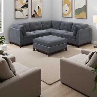Chenille Modular Sectional Sofa with 3 Corner Wedges, 2 Armless Chairs ...